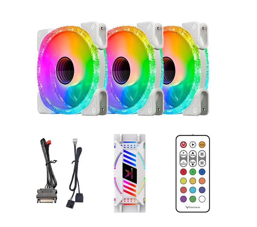 COMBO 3 FAN TẢN NHIỆT LED RGB CENTAUR CT03 HUB KHIỂN TRẮNG