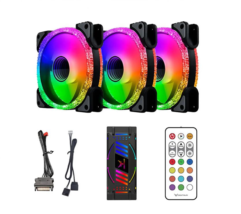 COMBO 3 FAN TẢN NHIỆT LED RGB CENTAUR CT03 HUB KHIỂN ĐEN